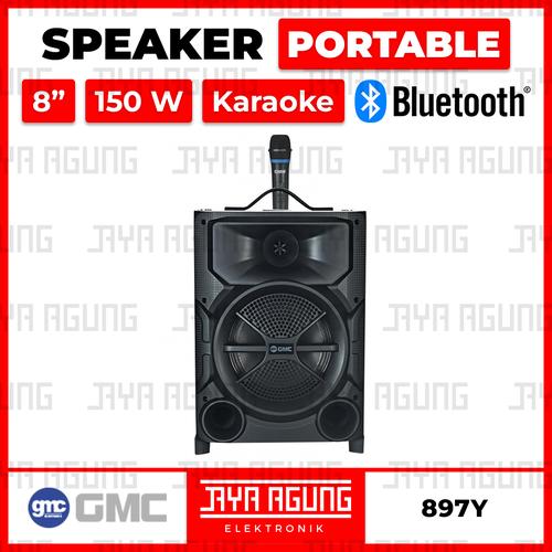 Jual Speaker Portable 8 Inch Karaoke Aktif Bluetooth 2 Mic GMC 897Y 897 ...