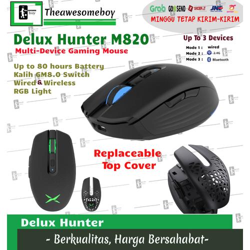 Promo Delux M820 Hunter Bluetooth dan Wireless Gaming Mouse RGB PMW3335 ...