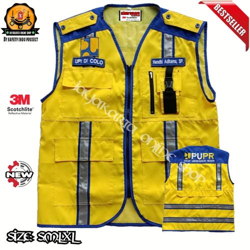 Jual ROMPI SAFETY VEST 3M SCOTLITE TASLAN WATER PROOF KOMBINASI KUNING ...
