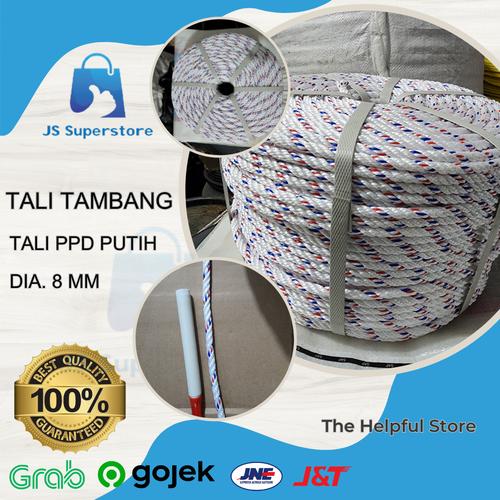Jual TALI TAMBANG PUTIH PPD POLYPROPYLENE MONO 8 MM HARGA PER METER ...