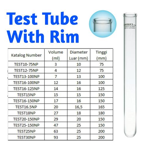 Jual Tabung Reaksi with rim Iwaki 3 4 7 12 14 15 17 20 27 29 47 63 93ml ...