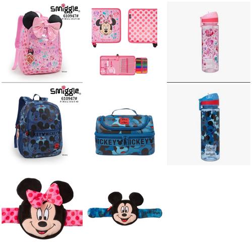 Jual Smiggle Minnie-Mickey Backpack, lunch bag, botol, stationery ...