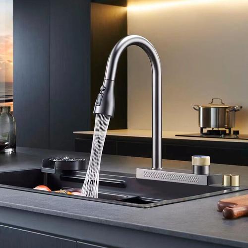 Jual Kran Sink Tarik Mixer With Waterfall / Kran Dapur Tarik Air Mancur ...