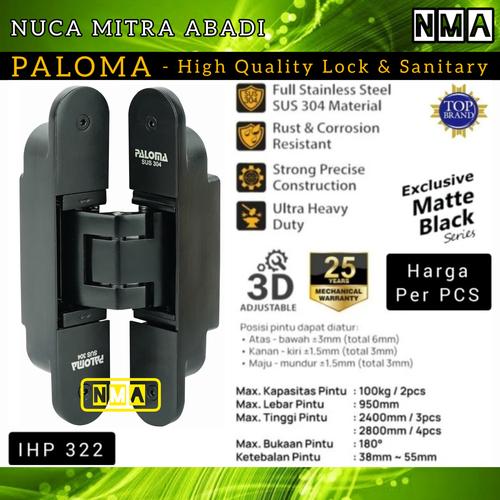 Jual ENGSEL TANAM PINTU INVISIBLE CONCEALED HINGE SSS BLACK PALOMA IHP ...