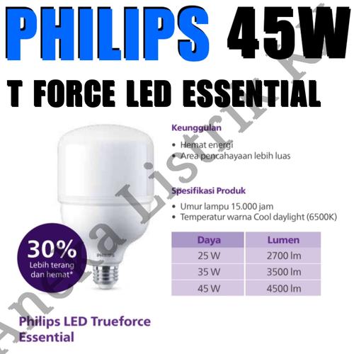 Jual PHILIPS LAMPU LED TFORCE 45W PUTIH T FORCE ESSENTIAL 45 W NO 40W ...