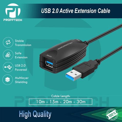 Jual Usb extension 10m 15m 20m 30m active Profftech support webcam ...