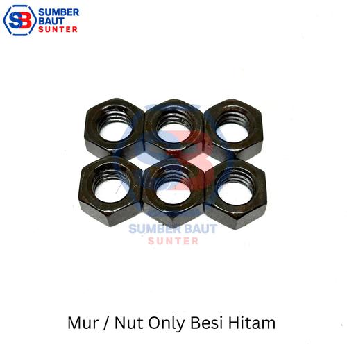 Jual 1/2" Mur Besi Hitam Nut Only Hexagon Drat Kasar Inchi UNC Kunci 19 ...