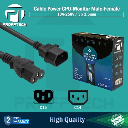 Jual Kabel Power Cpu-Monitor. C14-C15. 2 Meter Proftech - Kota Medan - Vstar Computer | Tokopedia