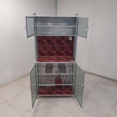 Jual RAK PIRING ALUMINIUM KACA DAN KERAMIK 2 PINTU MEJA RATA 83x40x175 ...