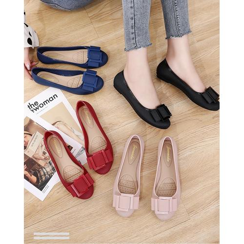 Jual Sepatu Flat Shoes Wanita Sepatu Wedges Slip On Kerja Bahan Jelly ...