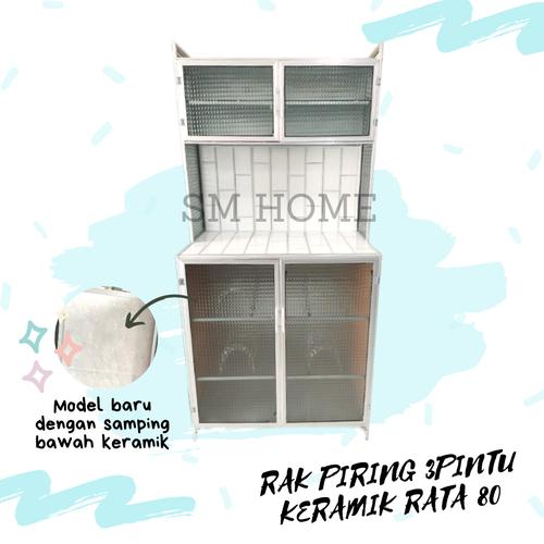 Jual Rak Piring Aluminium 2pintu Rata Bawah Keramik Kaca Minimalis ...