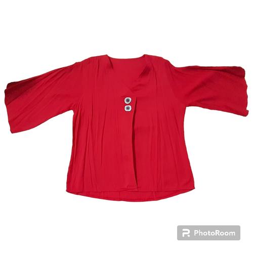 Jual Baju Lengan Sedang Kancing Mati 2 warna MERAH - Kota Tangerang ...