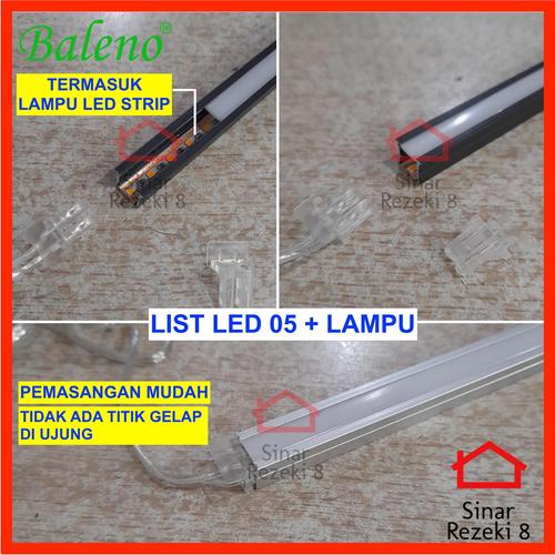Jual List LED 05 + Lampu 1 MTR / Aluminium Rumah Strip Rulam Lis ...