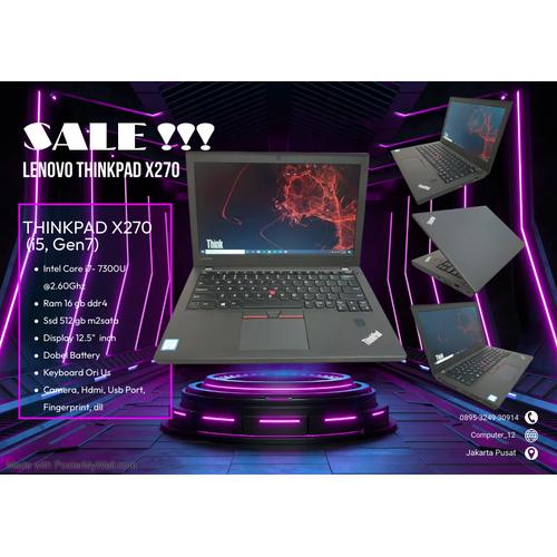 Jual LENOVO THINKPAD X270 CORE i5 GEN 7 RAM 16GB DDR4 SSD 256GB CAMERA ...