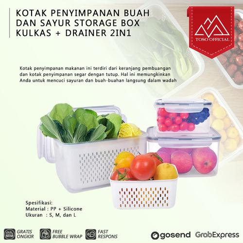 Jual Kotak Penyimpanan Buah Sayur Storage Box Kulkas + Tirisan Saringan ...