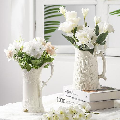 Jual Nimes Vase / Vas Teko Pot Bunga Meja Keramik Putih Scandinavian ...
