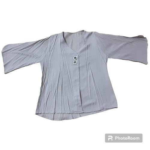 Jual Baju Lengan Sedang Kancing Mati 2 warna Coklat Susu - Kota ...