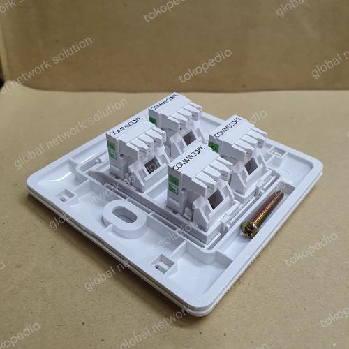 Jual faceplate telepon 4 port systimax lengkap modular jack telepon ...