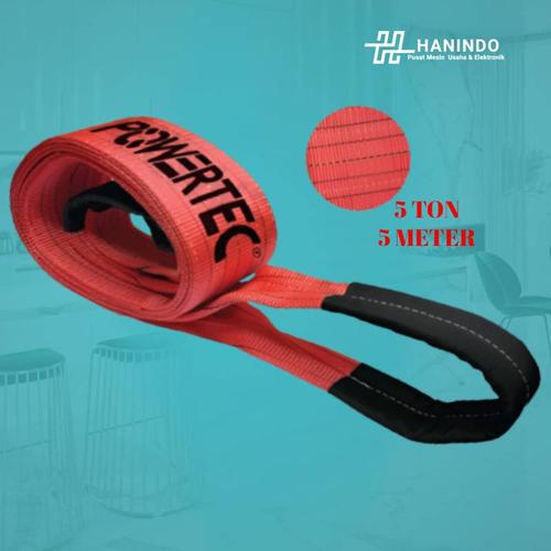 Jual Webbing Sling Belt / Tali Angkat 5 Ton x 5 Meter POWERTEC Double ...