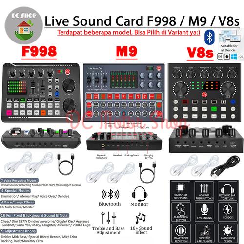 Jual Sound Card V8S / M9 / F998 Mixer Bluetooth Audio Usb External ...