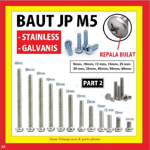 Jual BAUT JP M5 KEPALA BULAT SEKRUP STAINLESS GALVANIS 50 60mm - Kota Bandung - Sinar Pelangi ...