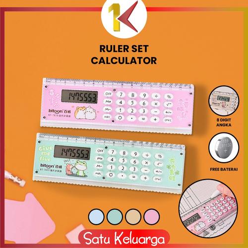 Promo SK-A65 Kalkulator Penggaris Karakter 2IN1 Mini Portable ...