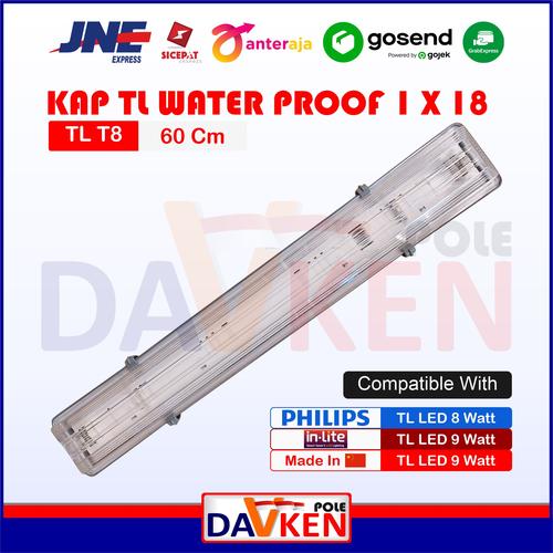 Jual Kap Waterproof Lampu TL 1 x 18W / 8W / 9W / Panjang 60 Cm - Kap ...