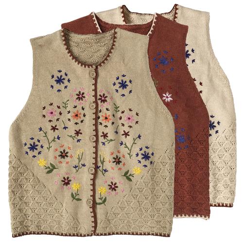 Jual VEST RAJUT WOOL PREMIUM KREM COKLAT BATA IVORY OVERSIZE BORDIR ...