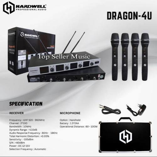 Jual MIC WIRELESS HARDWELL 4 MIC HANDHELD DRAGON 4U ORIGINAL 4MIC ...