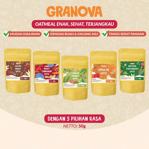 Promo Granova - Instant Oatmeal 50gr (Cacao, Pandan, Berry, Apple ...