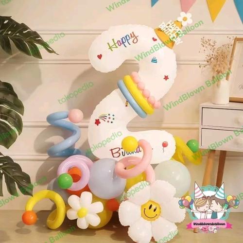 Jual Windblown Foil Birthday Set White Numeral/Dekorasi HBD Boy Girl ...