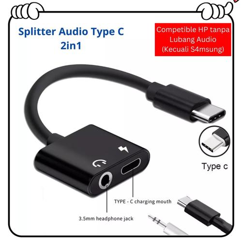 Jual Kabel Splitter Type-C Headphone 2in1 Charging Audio Adapter ...