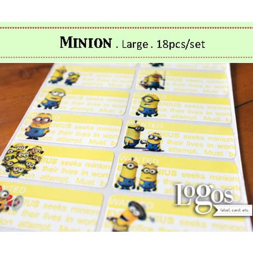 Promo Minion LARGE Stiker label nama waterproof karakter anak name ...