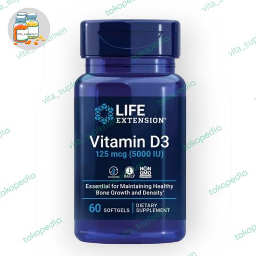 Jual Life Extension Vitamin D3 5000 IU Vit D 3 125 mcg 60 Softgels ...