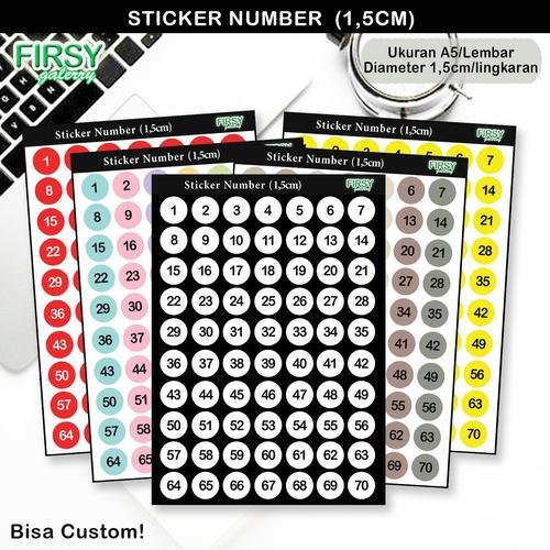 Jual Sticker Nomor 1,5CM, Stiker Angka Label Nomor Bulat, Bisa Custom ...
