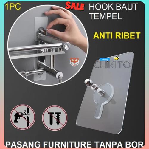 Jual Tempelan Dinding Mur Baut Magic Hook Stiker Dinding Tanpa Paku Bor ...