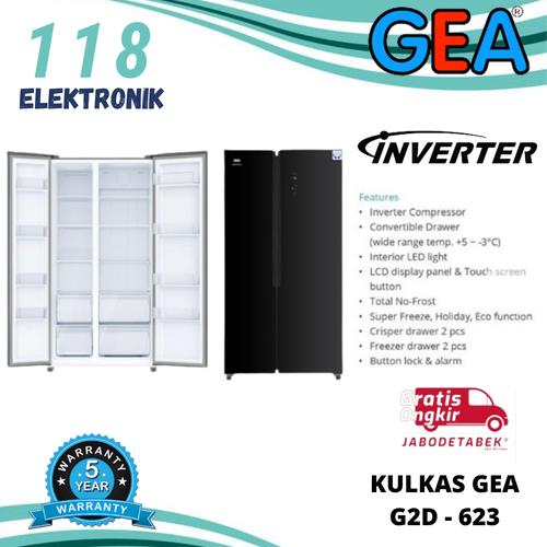 Jual KULKAS GEA G2D 623 LEMARI ES 2 PINTU G2D-623 SIDE BY SIDE INOX BLACK - INOX - Jakarta Barat ...