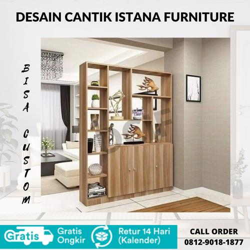 Jual Rak Partisi Ruang Tamu Full Kayu - Putih - Kota Bekasi - Desain ...
