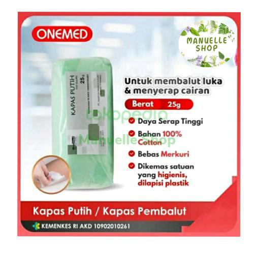 Jual Kapas medis 25 gram / kapas putih pembalut 1 roll OneMed - Jakarta ...