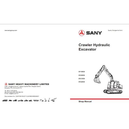 Jual Shop Manual Excavator Sany SY195, SY205, SY215, SY225C9 versi pdf ...
