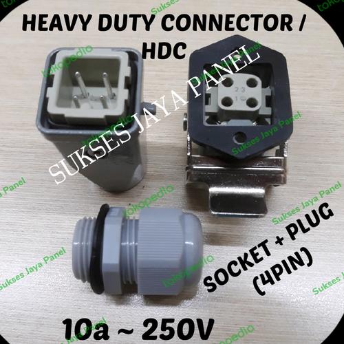 Jual heavy duty connector socket + plug 4pin 10a 250v HDC/HA003+E-2-M20 - Jakarta Pusat - Sukses ...