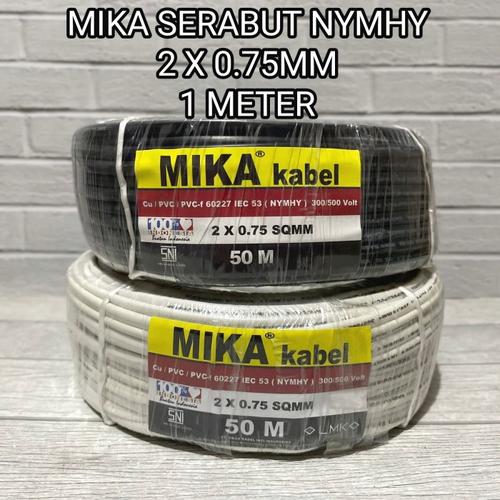 Jual KABEL SERABUT TEMBAGA 1 METER NYMHY 2x0.75 MIKA OVAL GEPENG SNI ...