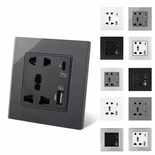 Promo Stop Kontak Dinding Colokan Changer Listrik UK 2 Port USB Type C ...