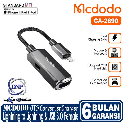 Promo MCDODO CA-2690 Converter OTG USB 3.0 to Lightning Charger iPhone ...