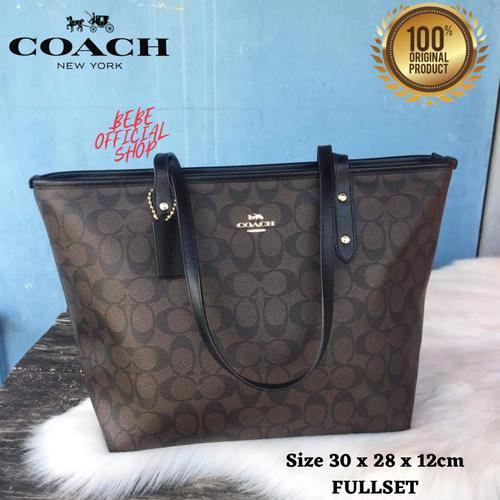 Jual Original CH Tote In Signature Canvas With Zip Black Brown Tas CH ...