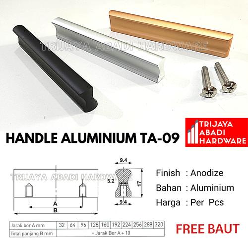 Jual Handle Huben TA-09 160mm - Tarikan Aluminium Pintu Kabinet - Hitam ...