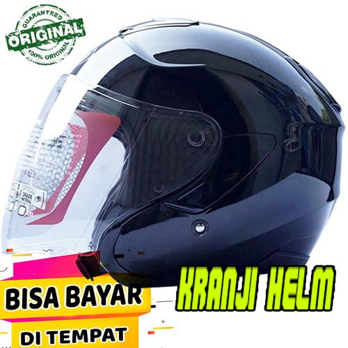 Jual Helm half face helm kyt kyoto solid black gloss original sni ...