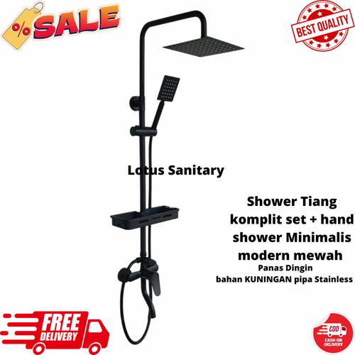 Jual shower column tiang kran mixer set panas dingin Hitam - bulat ...