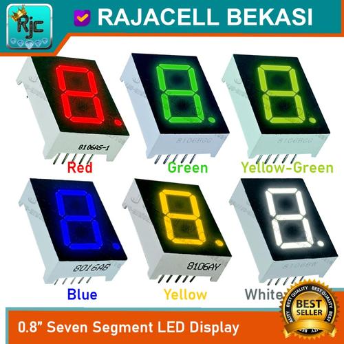 Jual 0.8" Seven Segment Display 1 Digit 7-Segment 0,8 inch LED Digital Tube - Kuning, Common ...