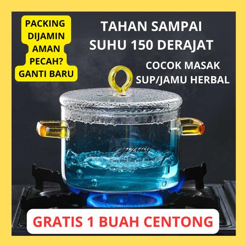 Jual Panci Kaca Tahan Air Panas Api Kompor Masak Rebus Jamu Obat Herbal ...